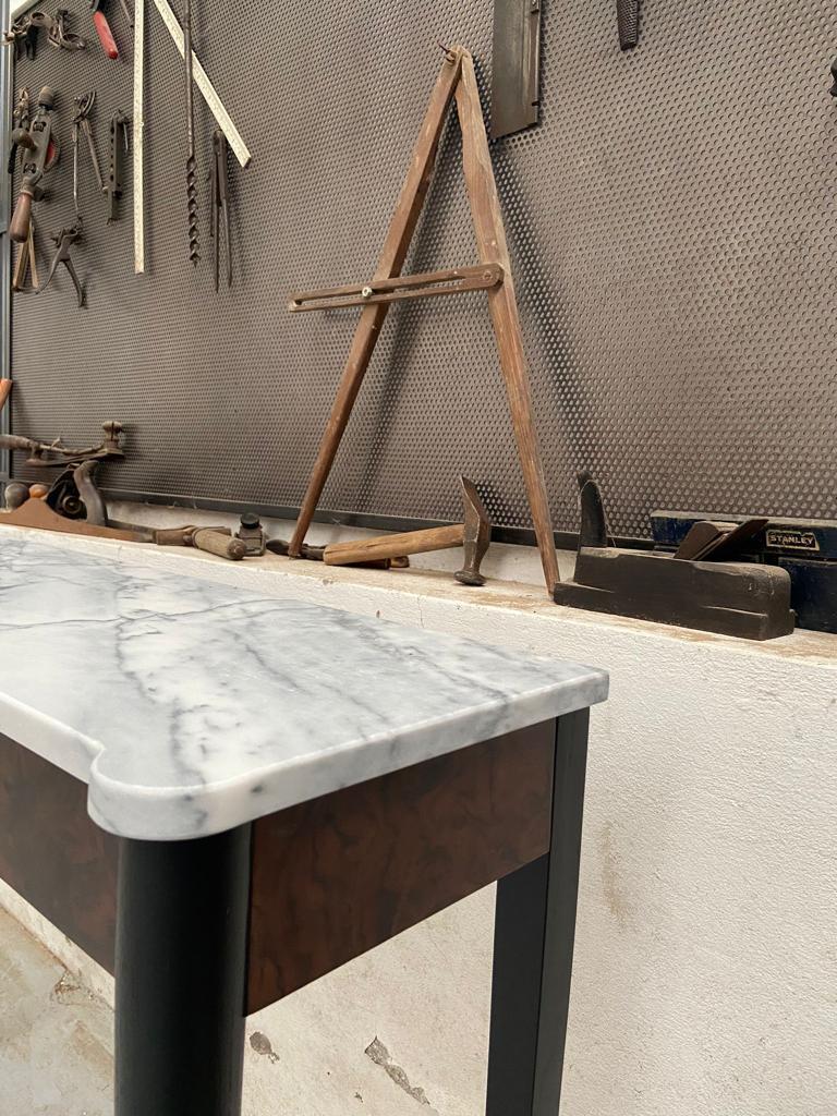 Gatsby Console Table with Marble Top and Burr Walnut Structure For Sale ...