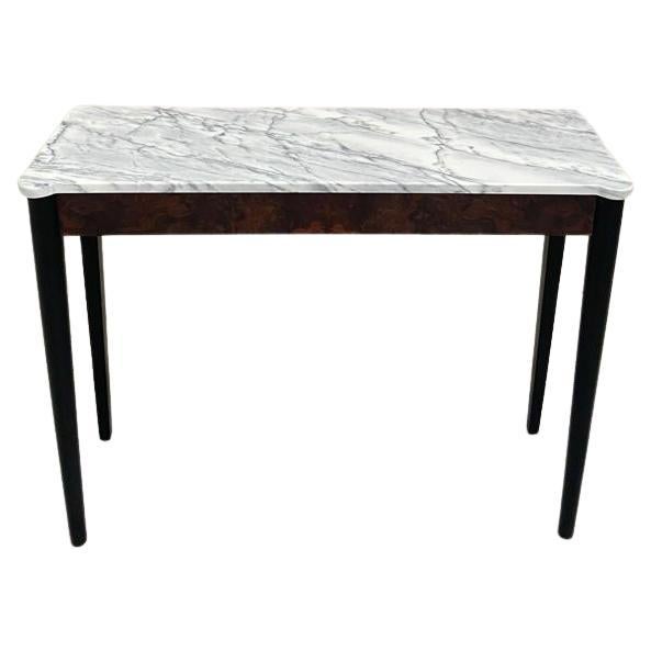 ALFRED console table with drawers, burr walnut veneer, marble top and ...