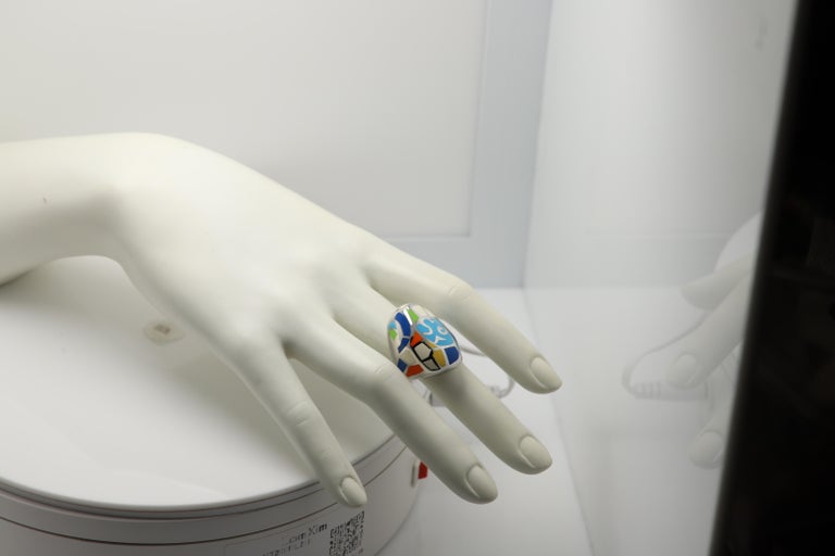 Gaudi Art Inspired Ring Sterling Silver Made in Italy Fine Enamel Ring ...