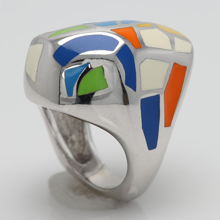 Gaudi Art Inspired Ring Sterling Silver Made in Italy Fine Enamel Ring ...