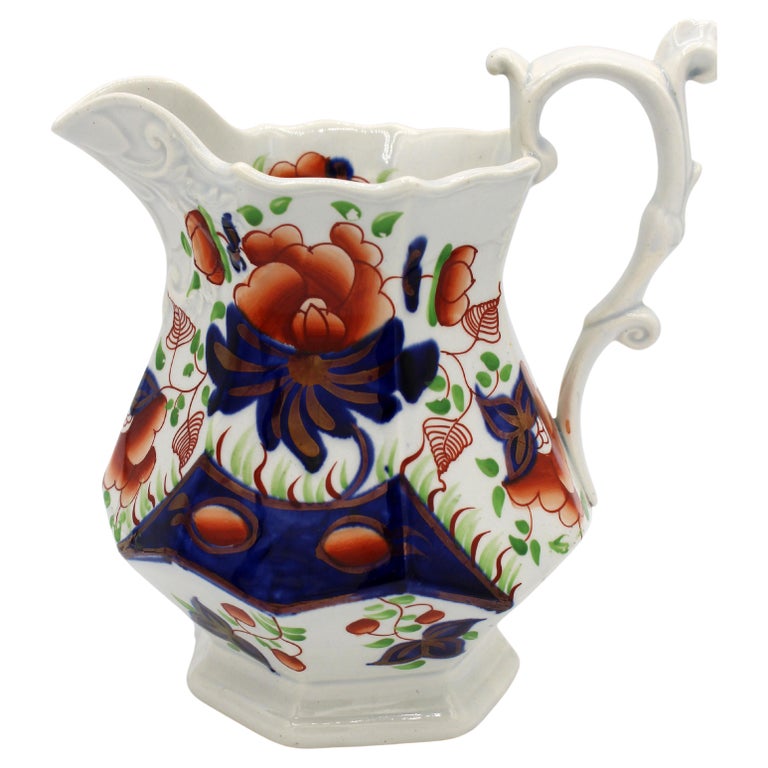 Gaudy Welsh 7-Sided Jug, C. 1850, "Cambrian Rose" Pattern, England For ...