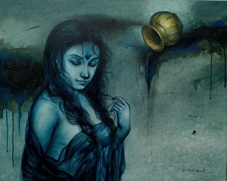Gaurango Beshai - Uma 1, Acrylic on Canvas, Black, Yellow Colours by ...