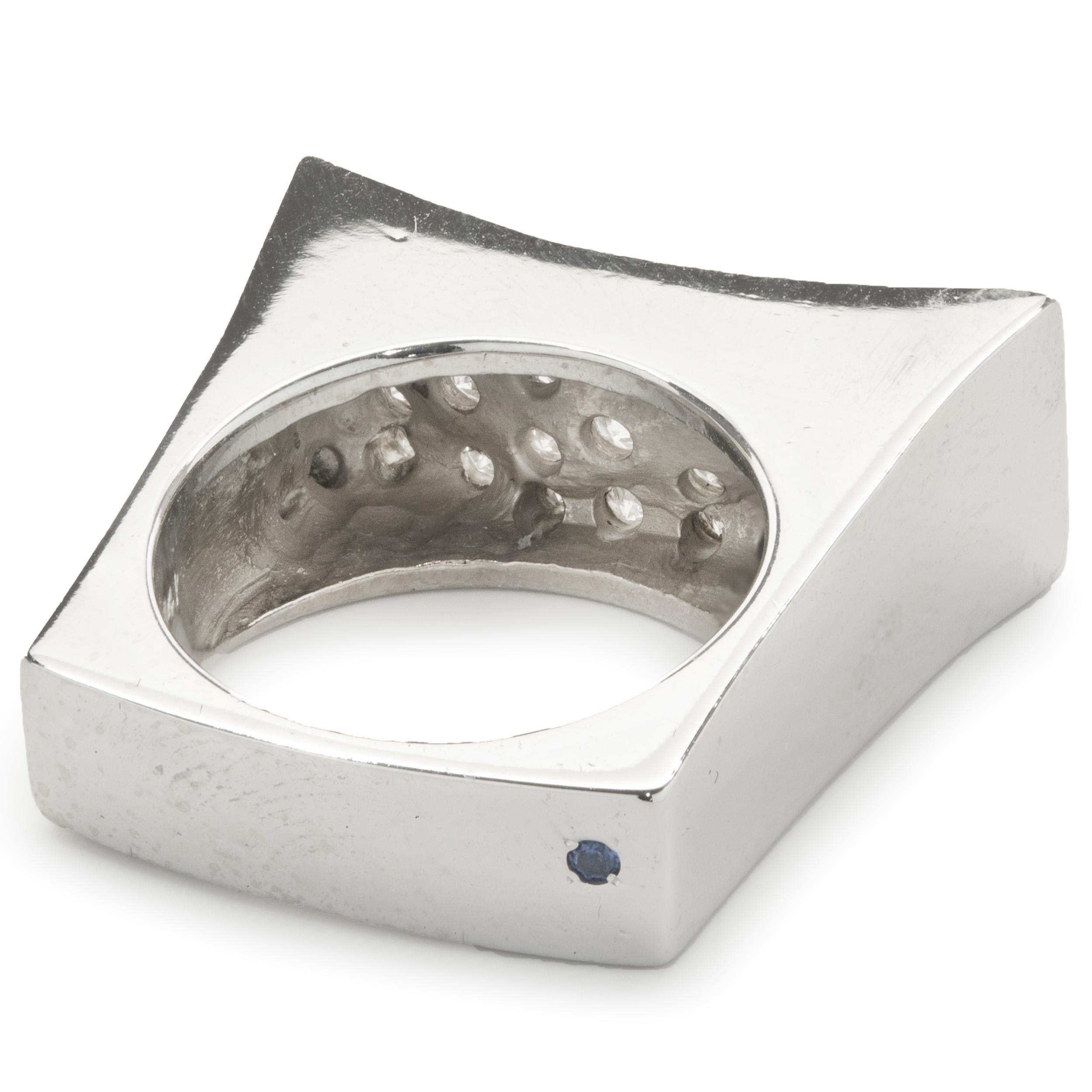 Gauthier 14 Karat White Gold Pave Diamond Concave Bridge Ring For Sale ...