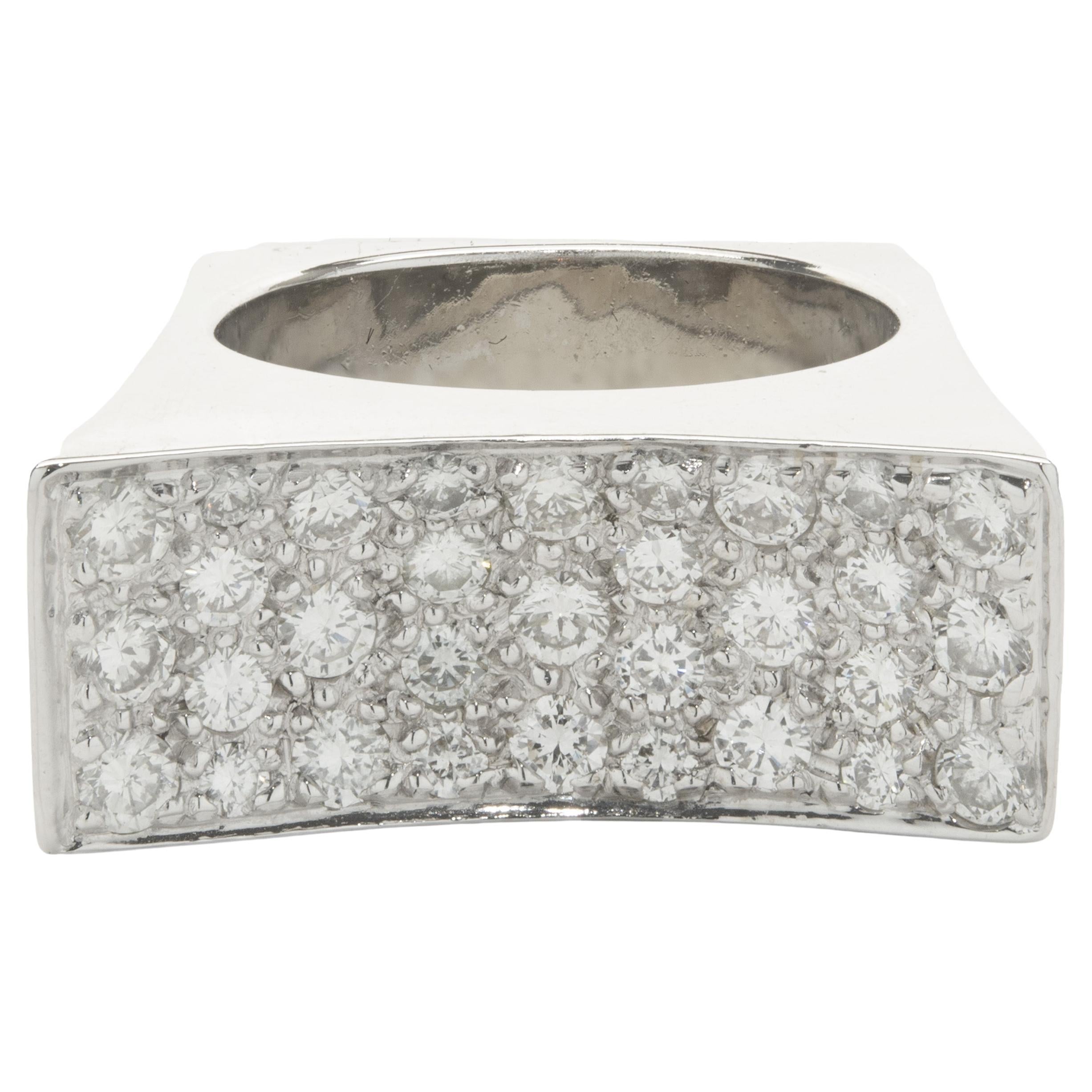 Gauthier 14 Karat White Gold Pave Diamond Concave Bridge Ring For Sale ...