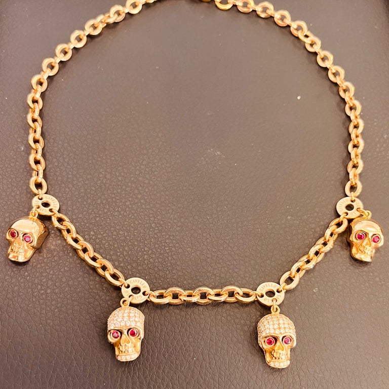 Gavello 18 Carat Gold, 2.2 Carat Diamonds and 0.5 Carat Ruby Eye Skull ...