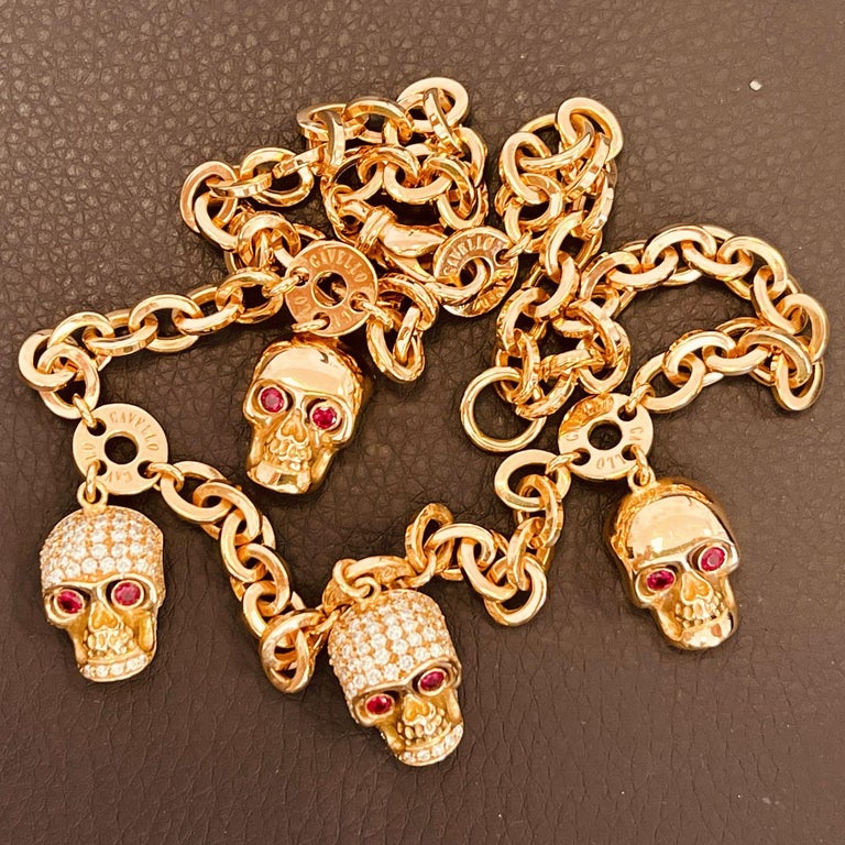 Gavello 18 Carat Gold, 2.2 Carat Diamonds and 0.5 Carat Ruby Eye Skull ...