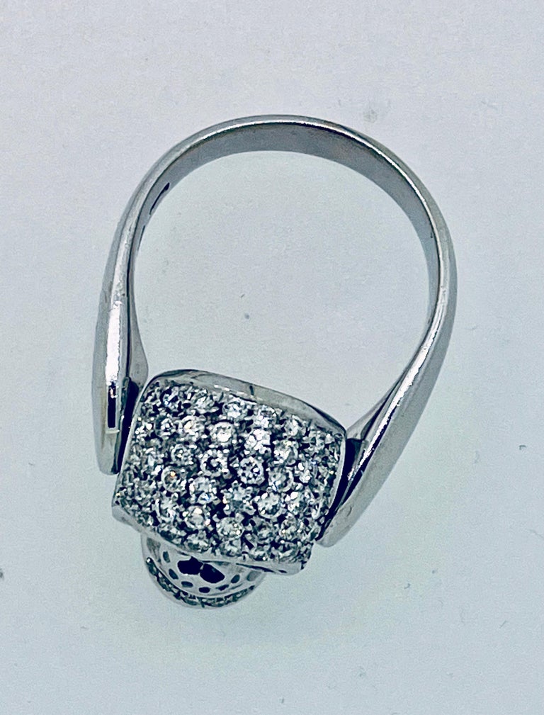 Gavello 18 Carat White Gold and 0.7 Carat Diamond Skull Ring with Ruby ...