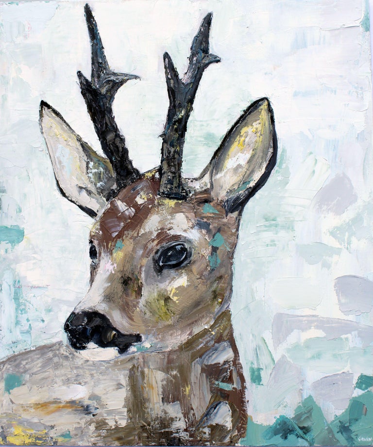 Gavin O'Donoghue - Young Stag in Spring, Painting, Oil on Canvas For ...