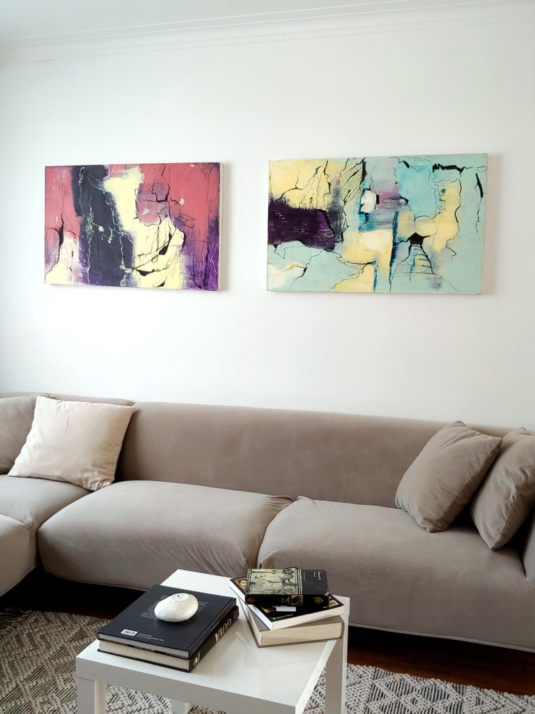 Gazelle Bastan - Dream Threads (Diptych) Contemporary Abstract Painting ...