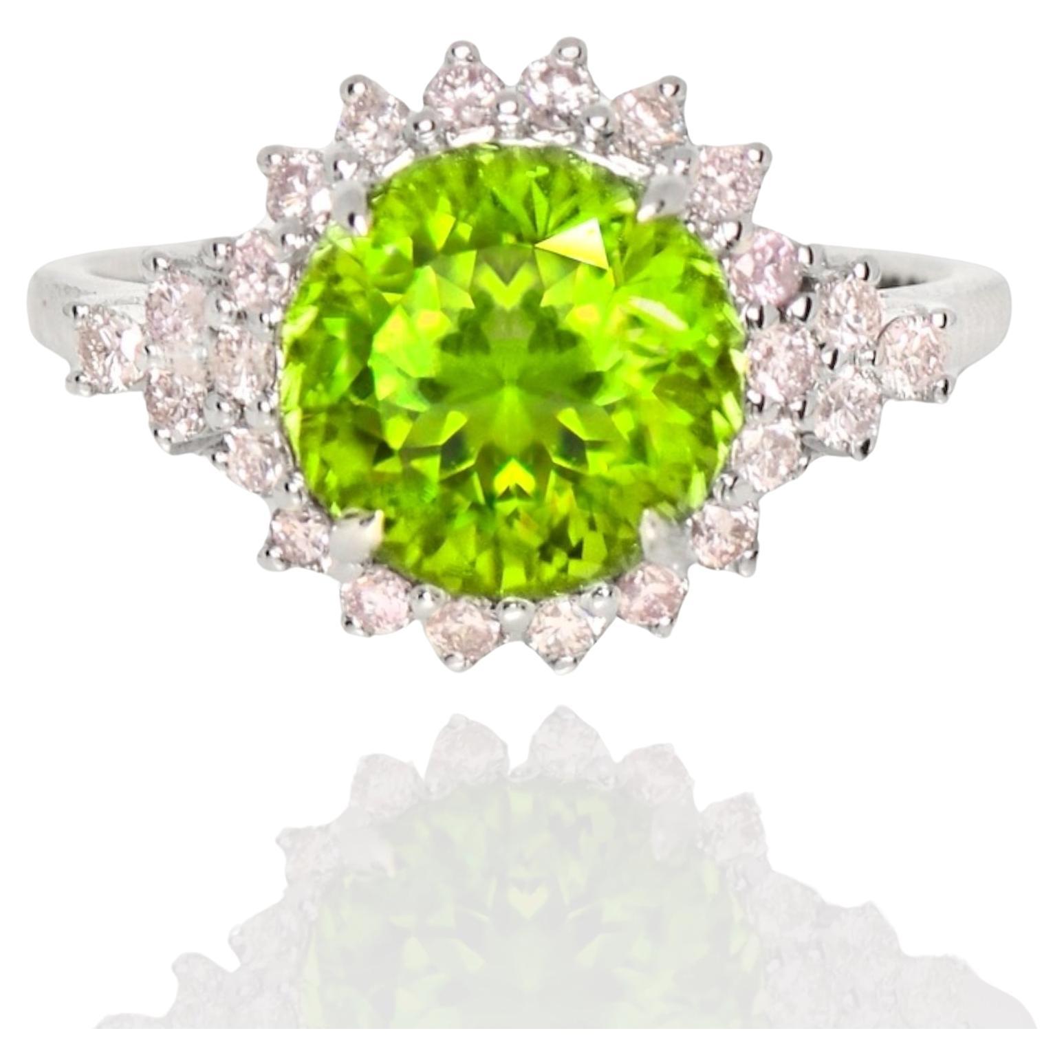 IGI 14k 6.25 Carat Top Peridot&Diamond Antique Art Deco Style ...
