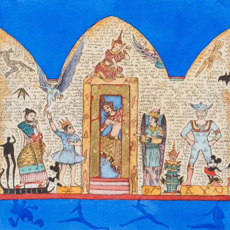 Gea Karhof - ''Global Thinking'' Blue Hand-colored etching with Gold ...