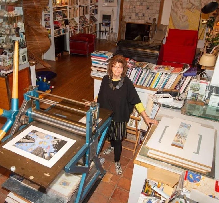 Gea Karhof - ''Ribbons of Time'' Hand-colored etching with Gold Leaf ...