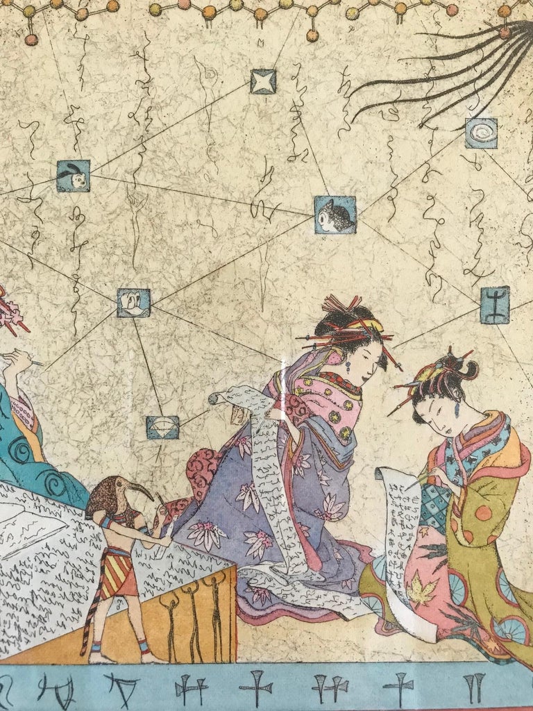 Gea Karhof - ''Ribbons of Time'' Hand-colored etching with Gold Leaf ...