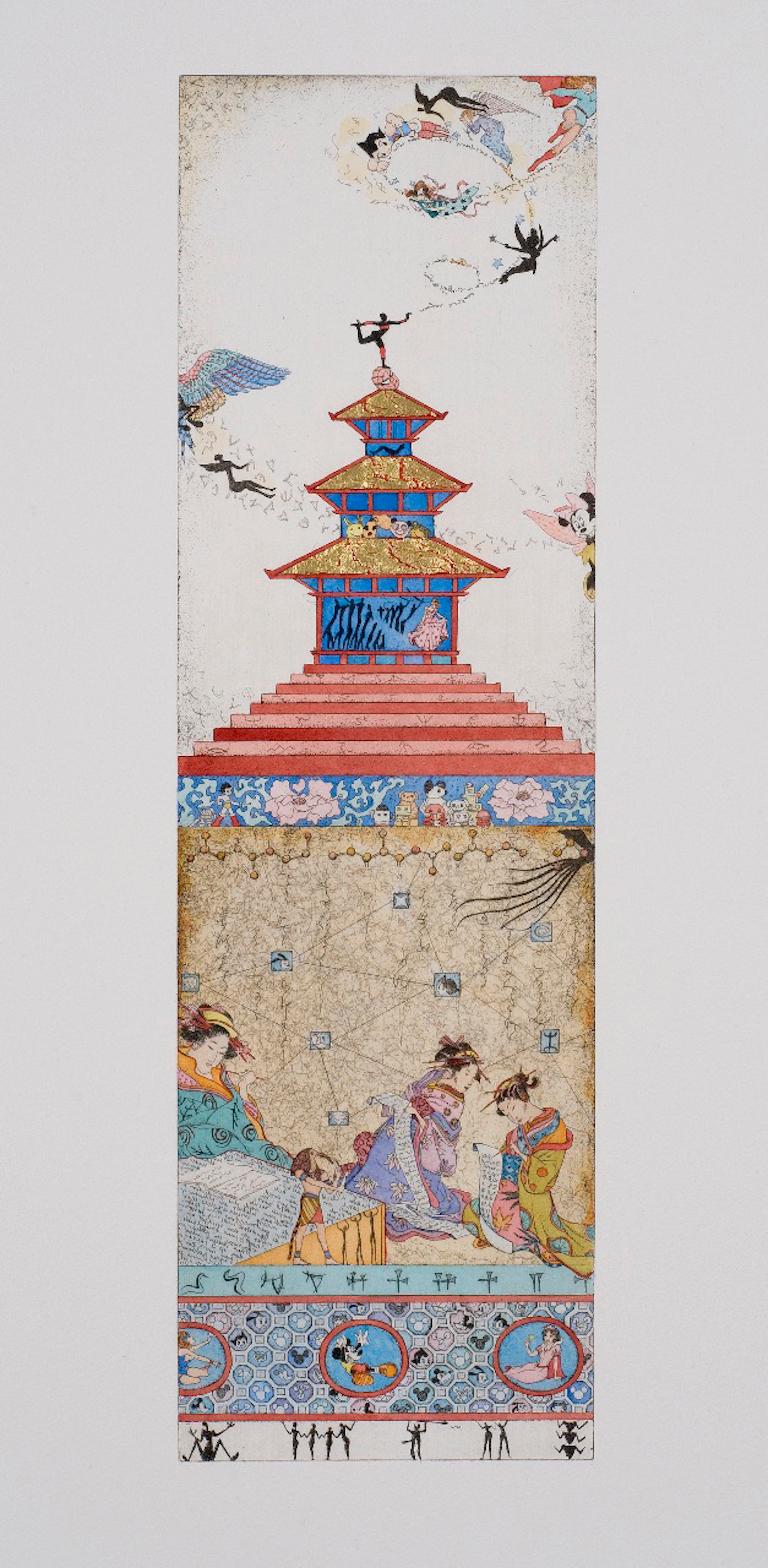 Gea Karhof - ''Ribbons of Time'' Hand-colored etching with Gold Leaf ...