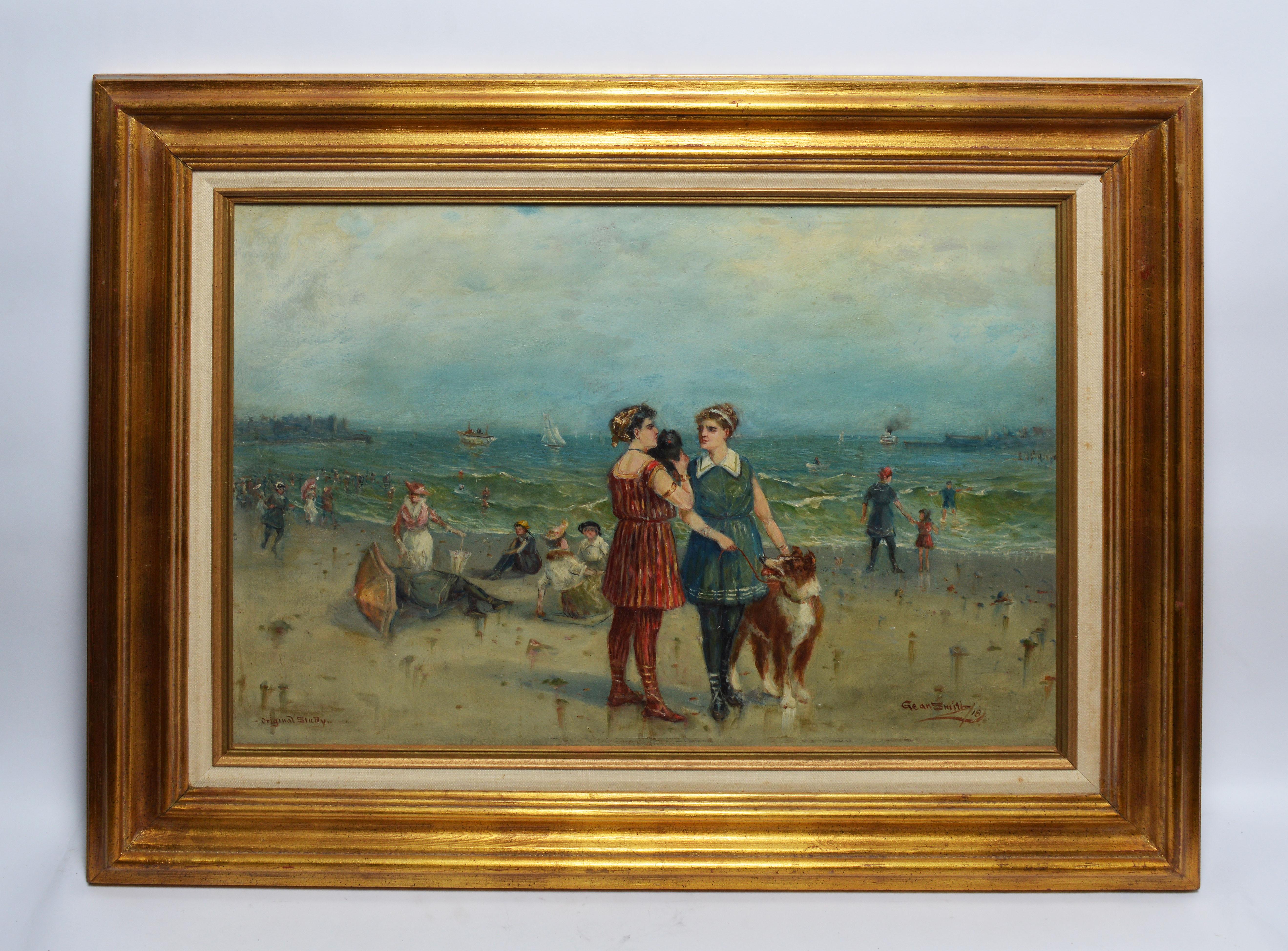 Gean Smith - American Impressionist School, 1918 Bustling Day at the ...