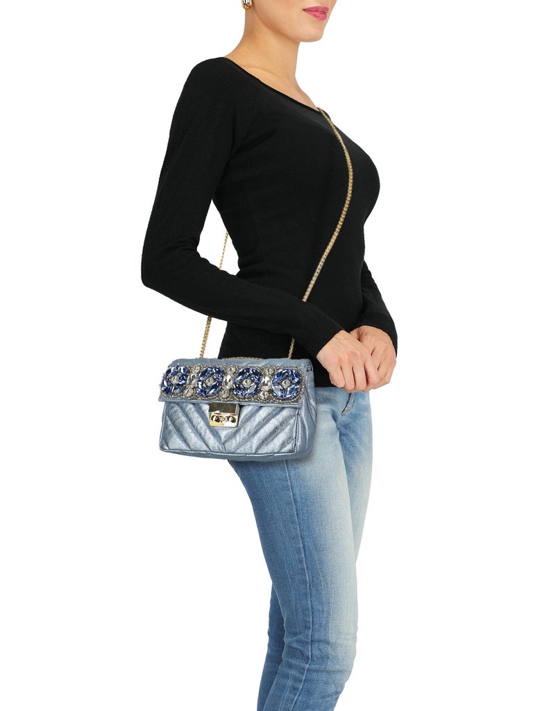 Gedebe Woman Shoulder bag Blue Leather For Sale at 1stDibs