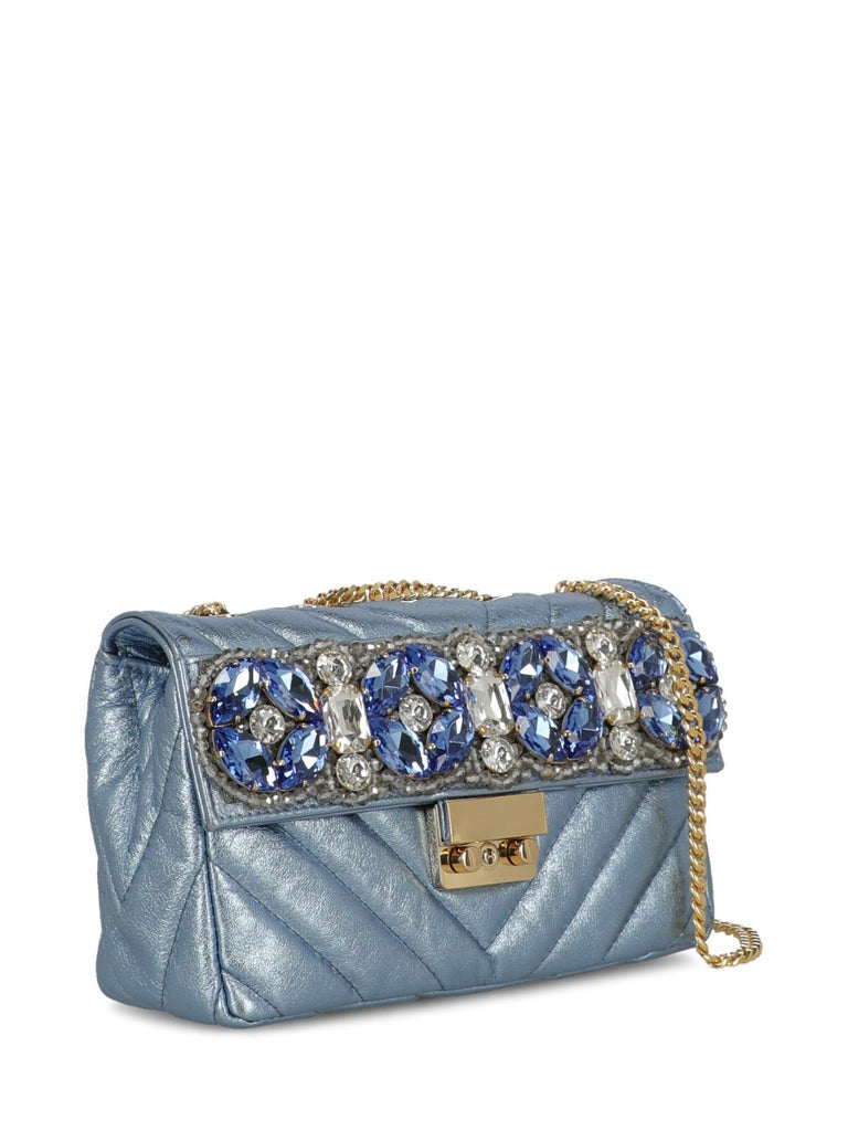 Gedebe Woman Shoulder bag Blue Leather For Sale at 1stDibs
