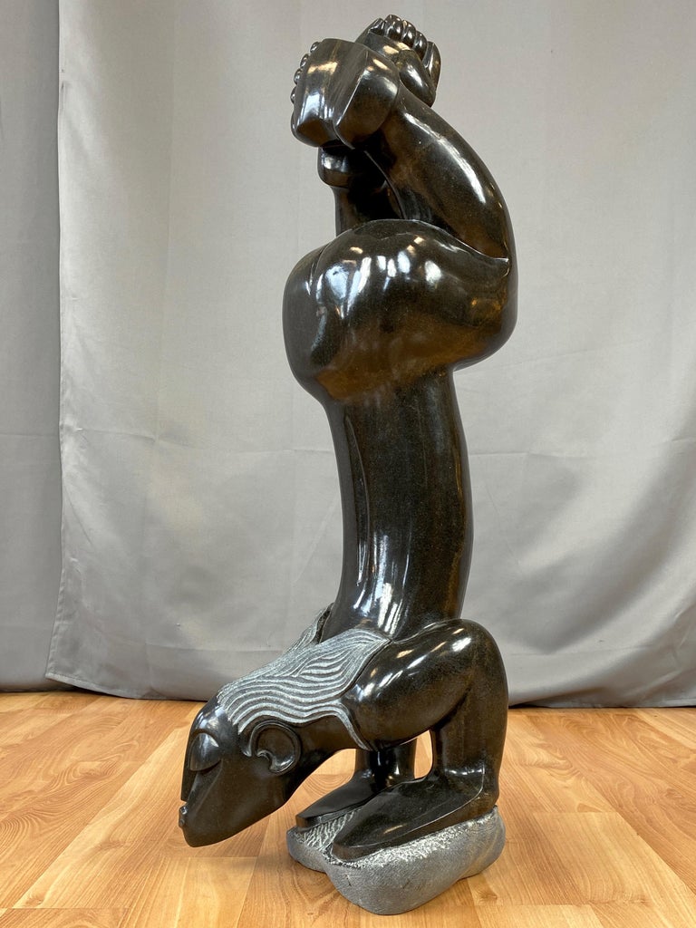 Gedion Nyanhongo “Exercising”, Large Shona Springstone Sculpture, 1990s ...