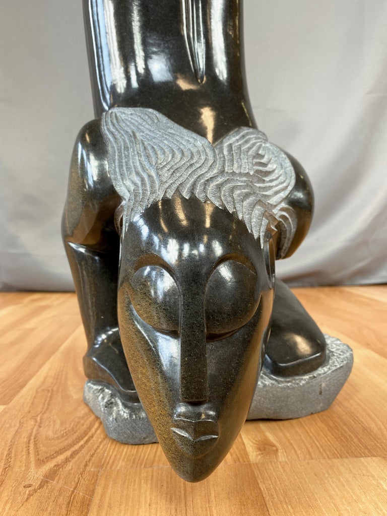 Gedion Nyanhongo “Exercising”, Large Shona Springstone Sculpture, 1990s ...