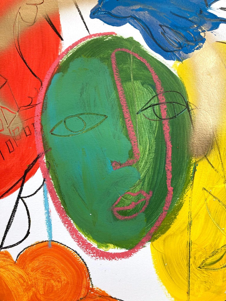 Gee Gee Collins - "Santorini and Oranges" Abstract Modern Colorful Painting on Heavy Weight ...