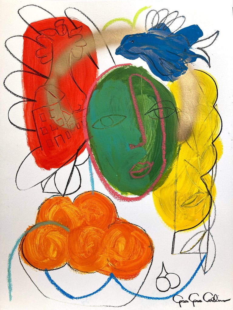 Gee Gee Collins - "Santorini and Oranges" Abstract Modern Colorful ...