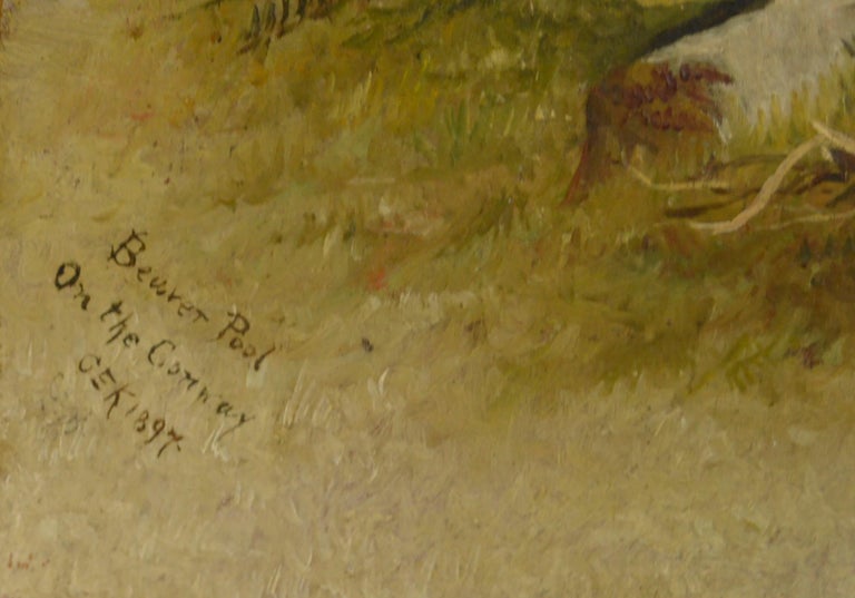 GEK - Two Early Massachusetts Paintings Boy fishing "Beaver Pool ...