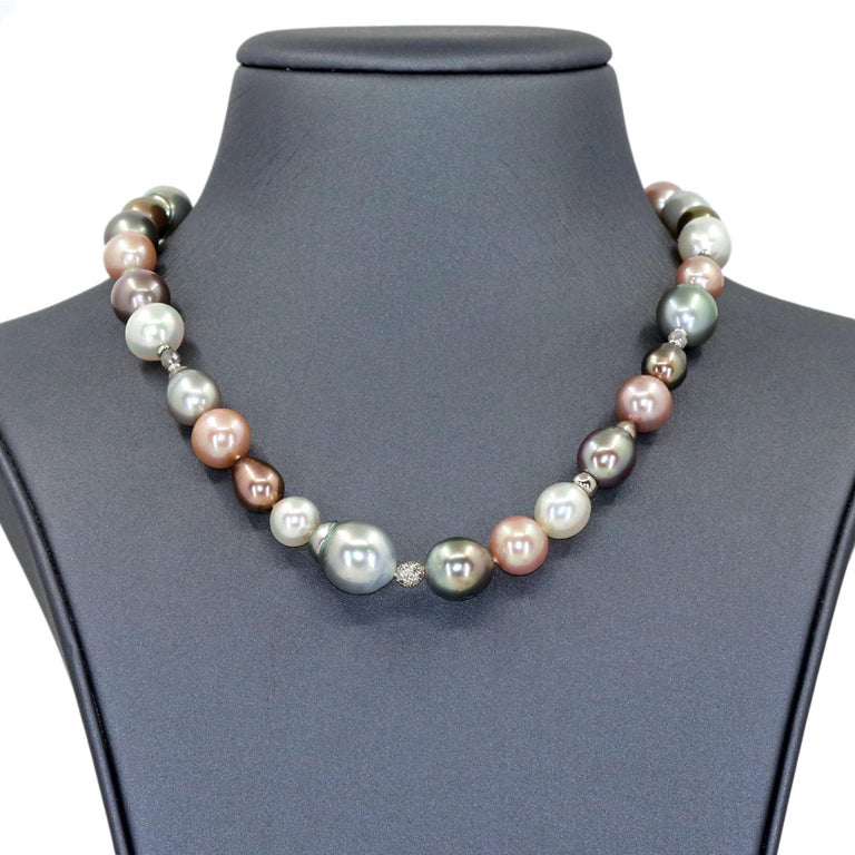 Gellner White South Sea, Gray Tahitian and Pink Freshwater Pearl ...