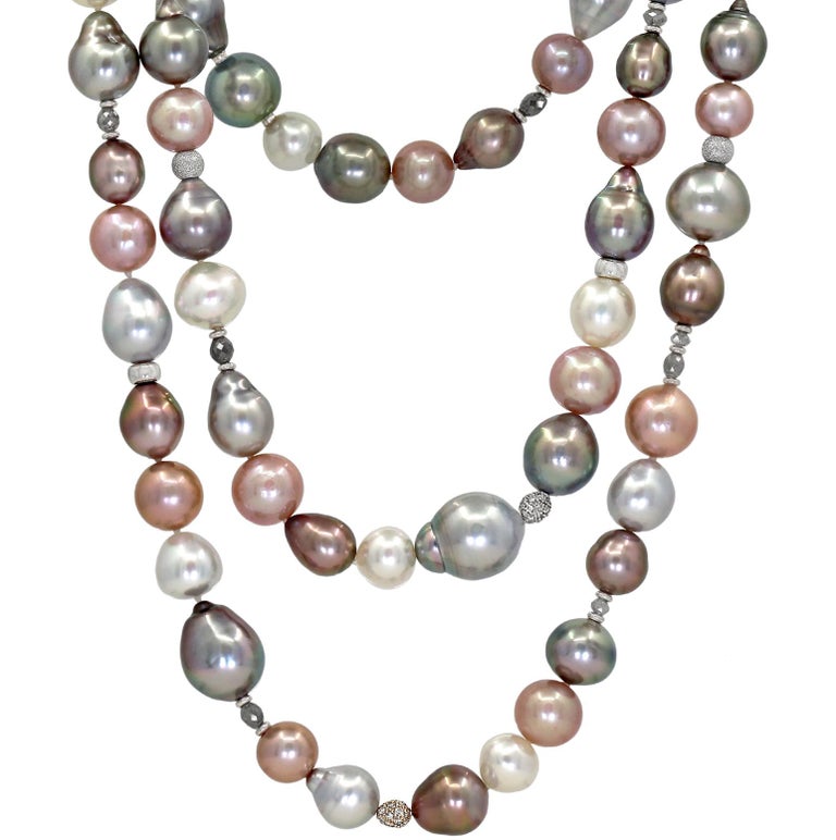 Gellner White South Sea, Gray Tahitian and Pink Freshwater Pearl ...