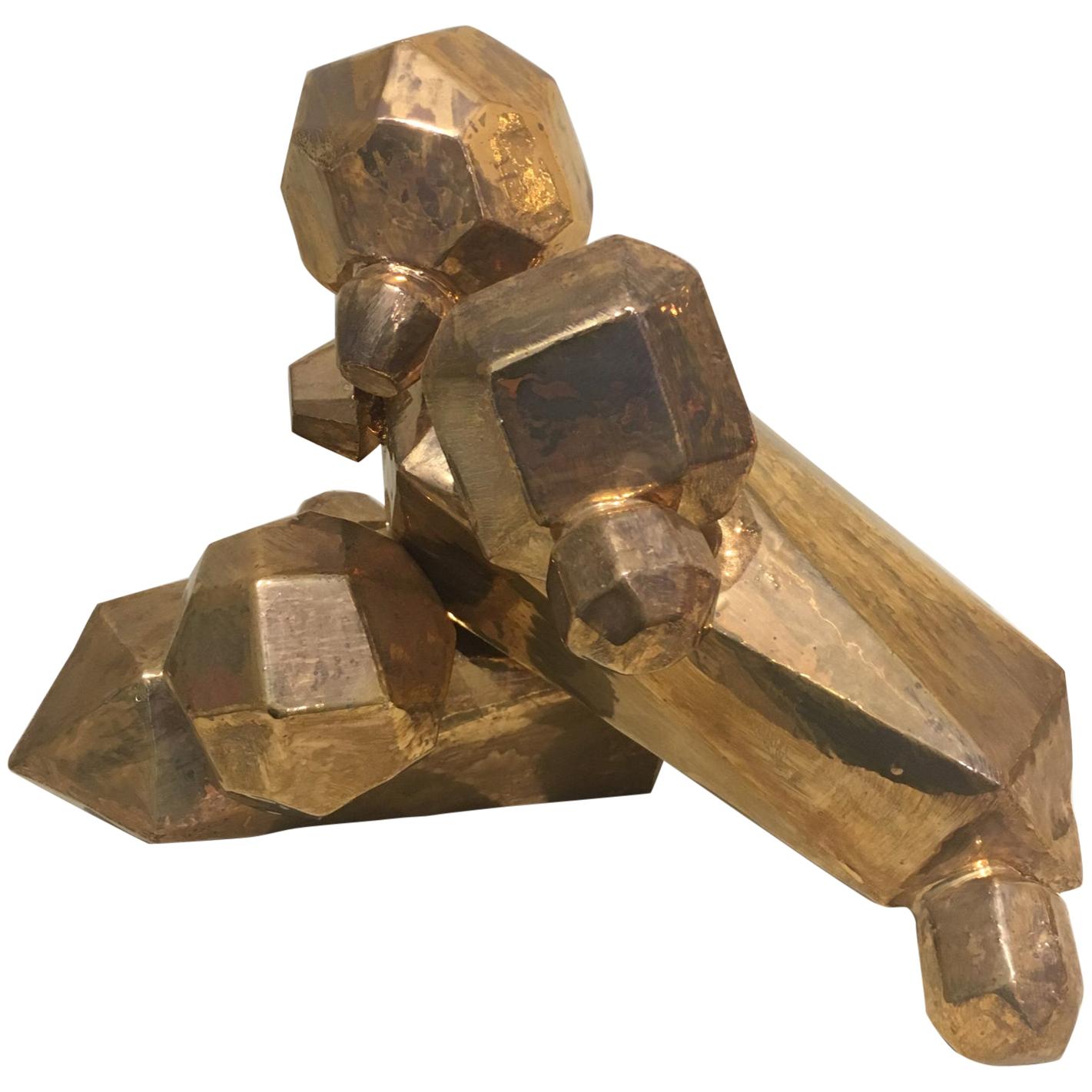 Unique Gem Cluster in Ceramic with a Gold Glaze For Sale at 1stDibs