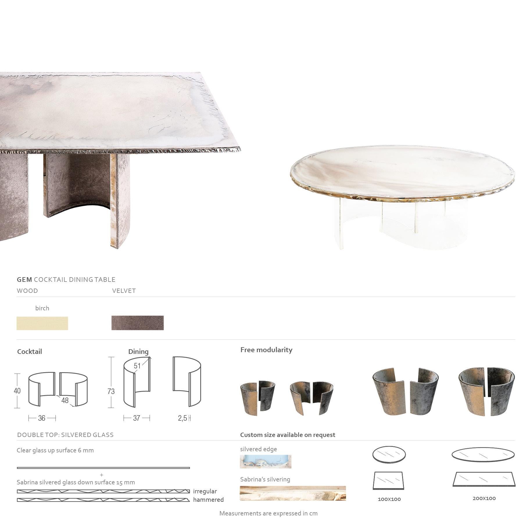 "Gem" Contemporary Cocktail Coffee Table, Silvered Double Surface ...