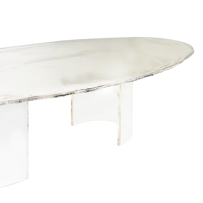 Gem, Contemporary Dining Table 285 Silvered Glass Top, Pair of "Gem ...