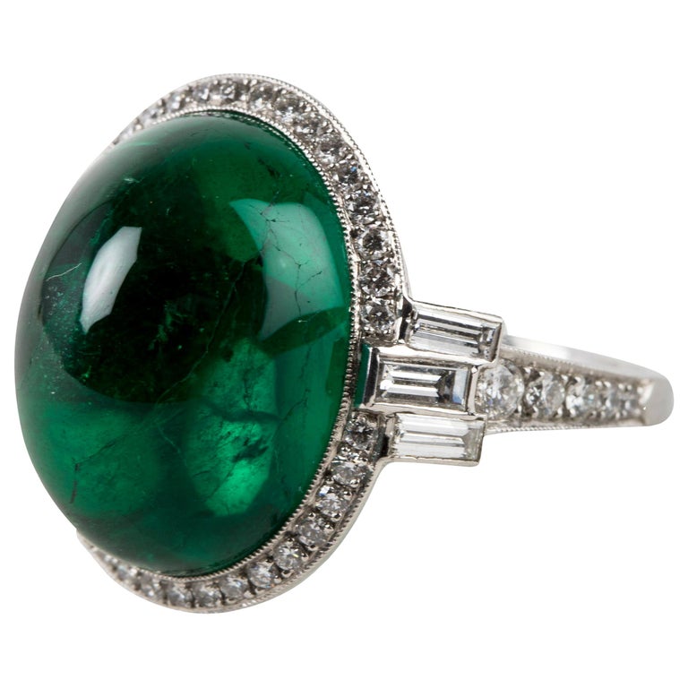 Gem Emerald Cabochon Ring For Sale at 1stDibs | cabochon emerald ring ...