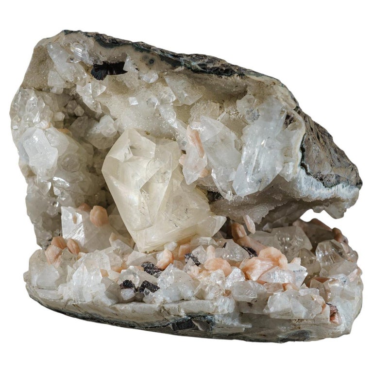 Gem Green Apophyllite and Stilbite with Golden Calcite from Maharashtra ...