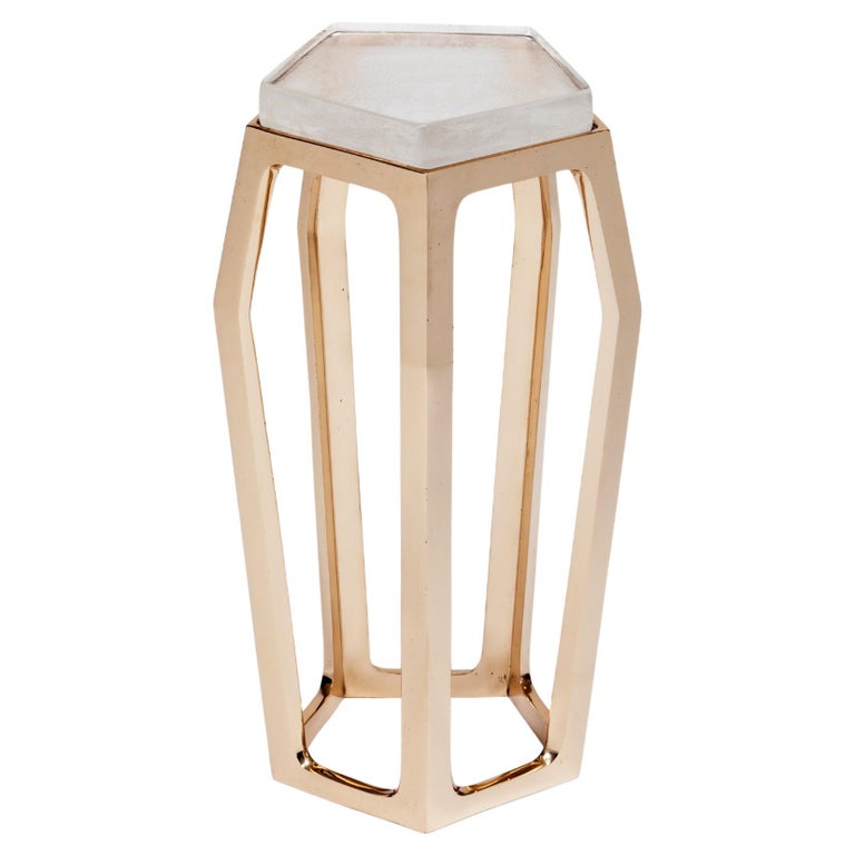 Gem Side Table in Cast Bronze and Cast Glass For Sale at 1stDibs