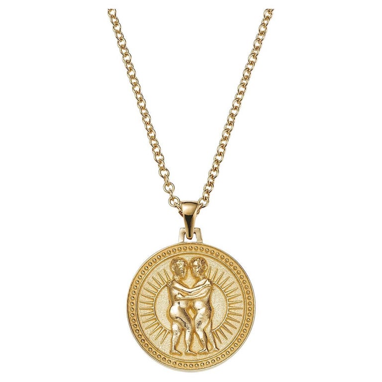 Gemini Zodiac Pendant Necklace 18kt Fairmined Ecological Gold For Sale ...