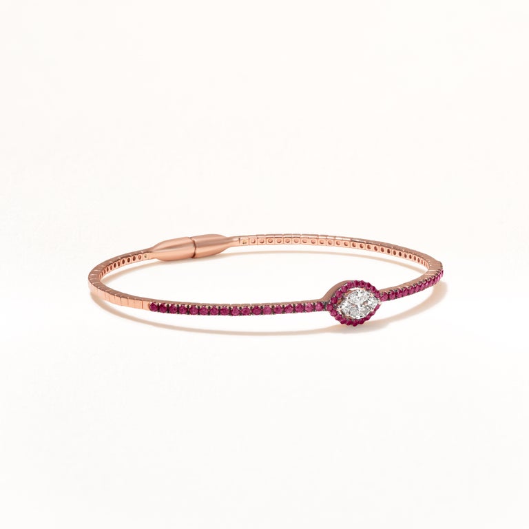 Gemistry 1.01 Cttw. Ruby and Diamond Bangle in 18k Rose Gold For Sale ...
