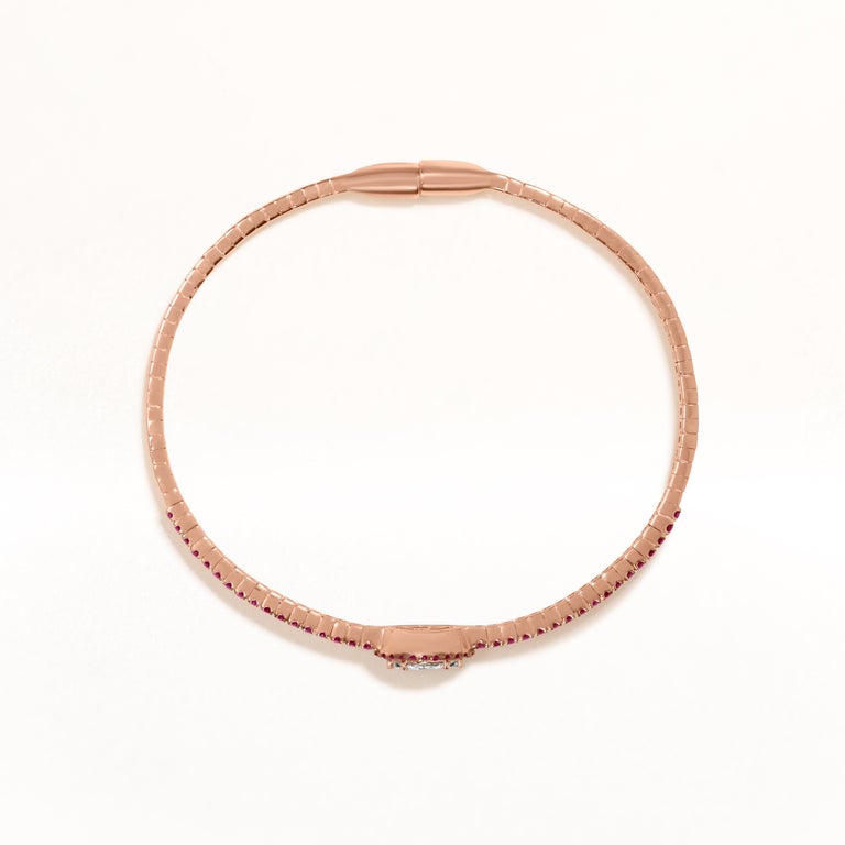 Gemistry 1.01 Cttw. Ruby and Diamond Bangle in 18k Rose Gold For Sale ...