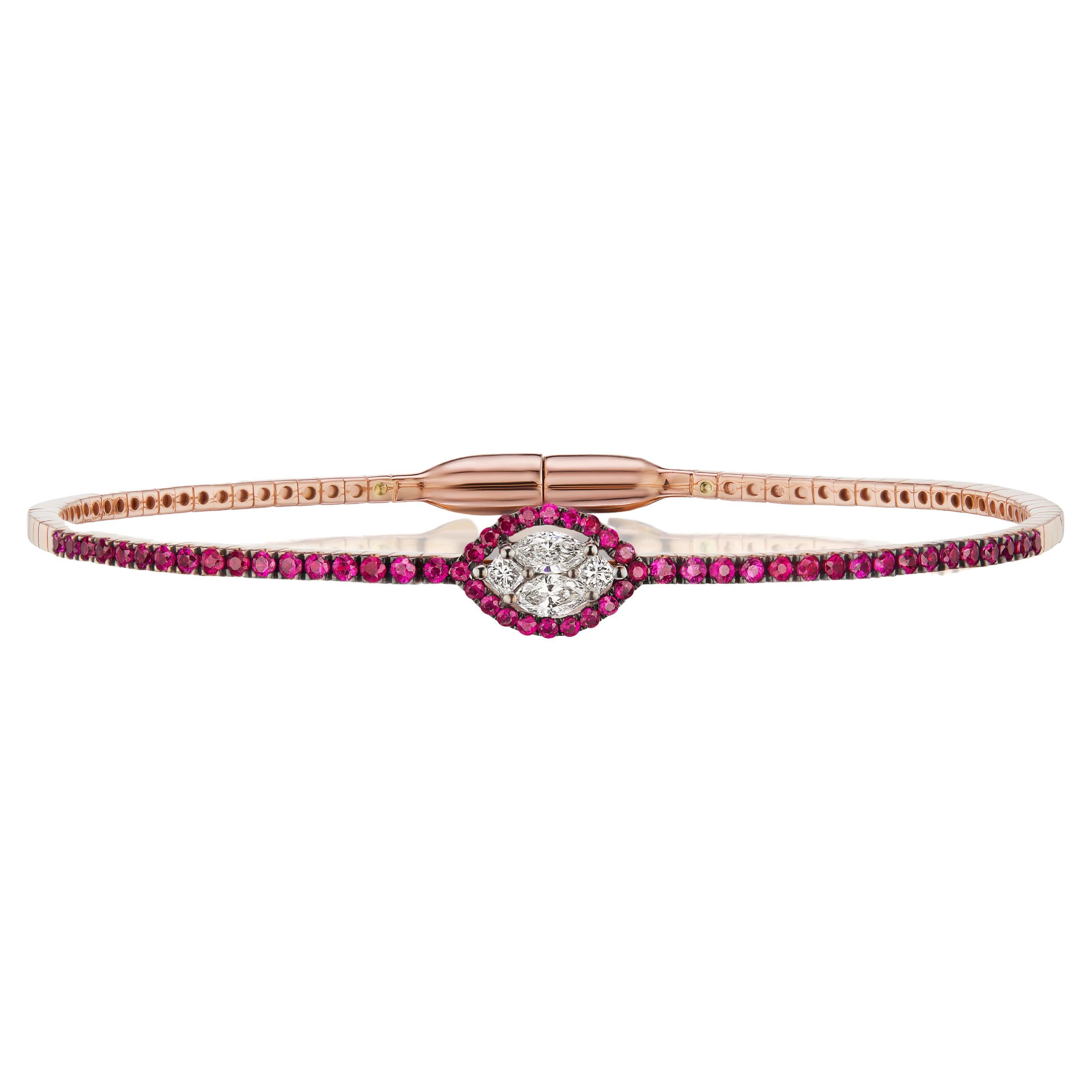 Ruby Bangle Set in 18k Rose Gold Settings For Sale at 1stDibs