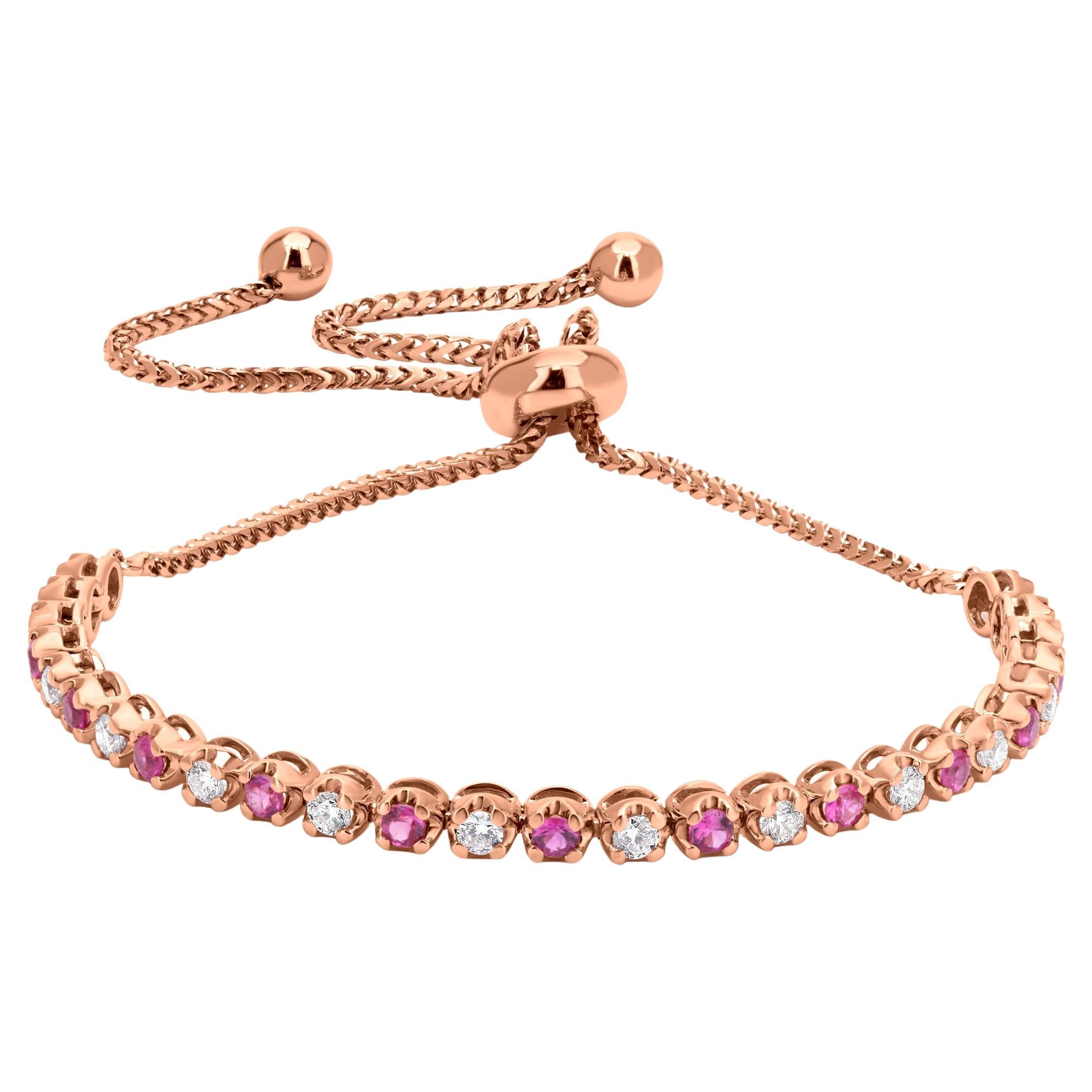 Gemistry 1 69 Cttw Ruby And Diamond Tennis Bracelet In 18k Rose Gold