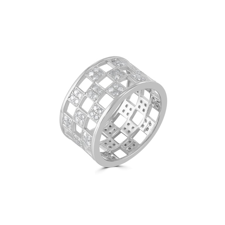 Gemistry 1.07ct. T.W. Diamond Free Form Lattice Band Ring in 925 ...