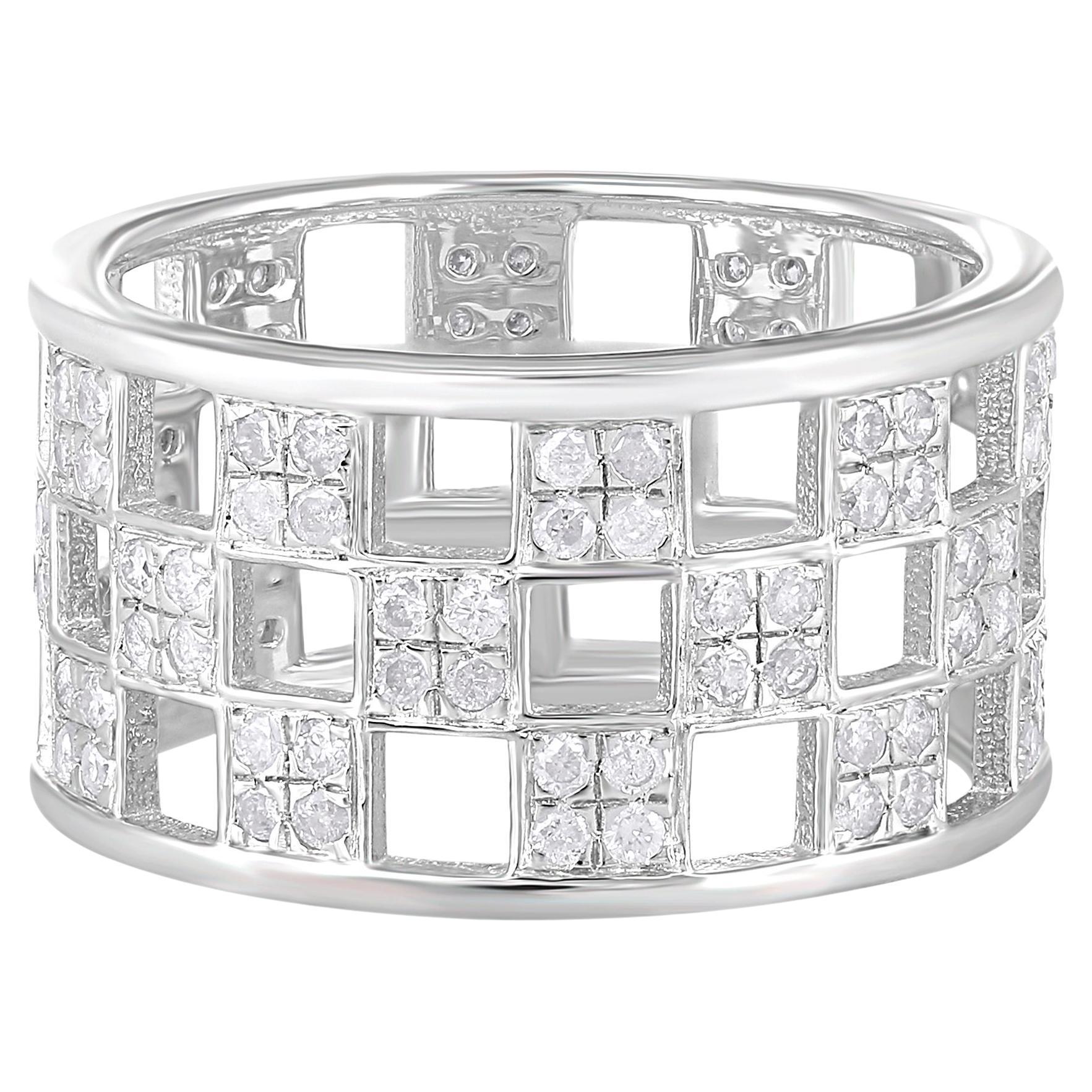 Gemistry 0.88 Ct. T.W. Diamond Free Form Latice Ring in 925 Sterling ...