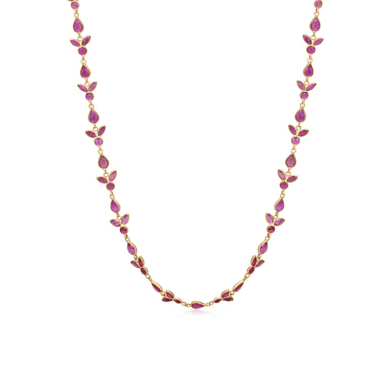 Gemistry 10.91cttw Ruby Statement Necklace in 18k Yellow Gold For Sale ...