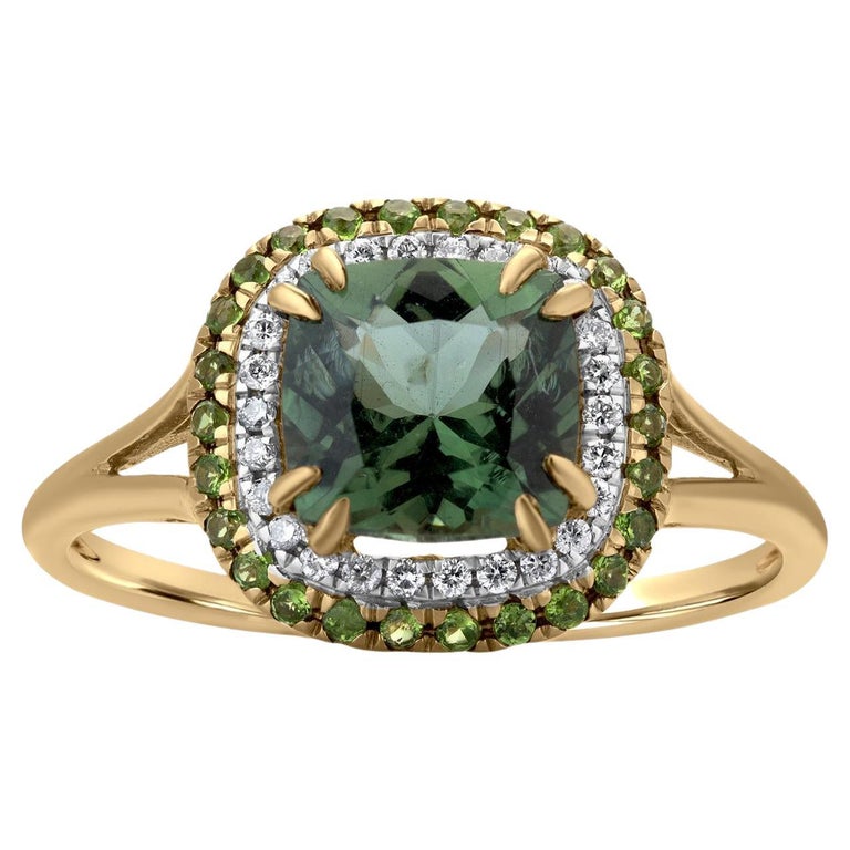 Gemistry 1.83 Cttw. Apatite, Chrome Diopside and Diamond Ring in 14K ...