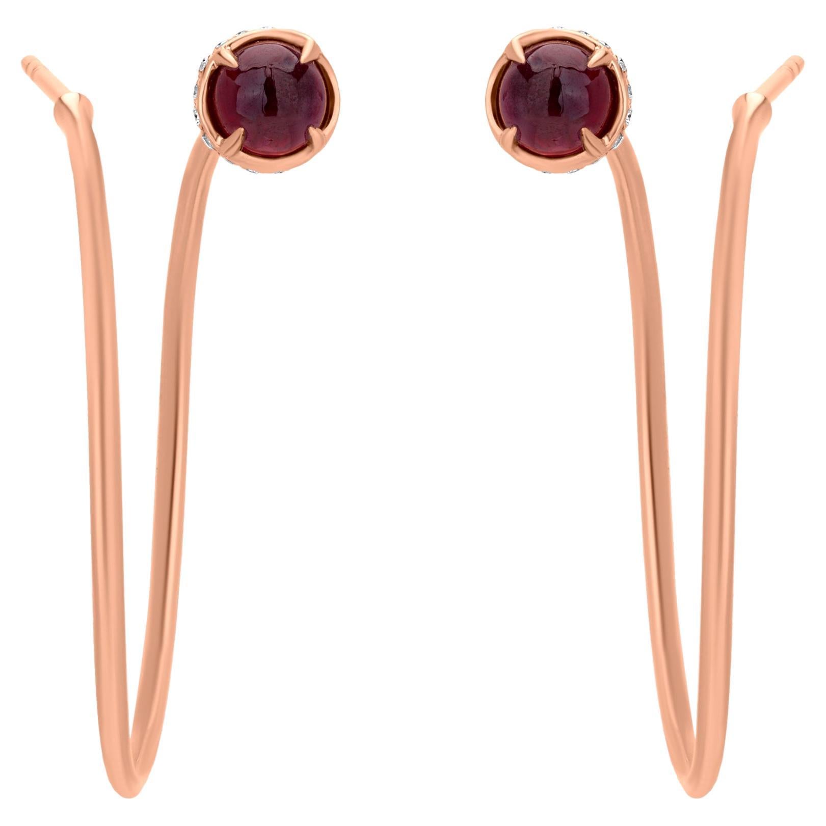 Gemistry 2.22 Cttw. Diamond and Ruby Inside-Out Hoop Earrings in 18K ...