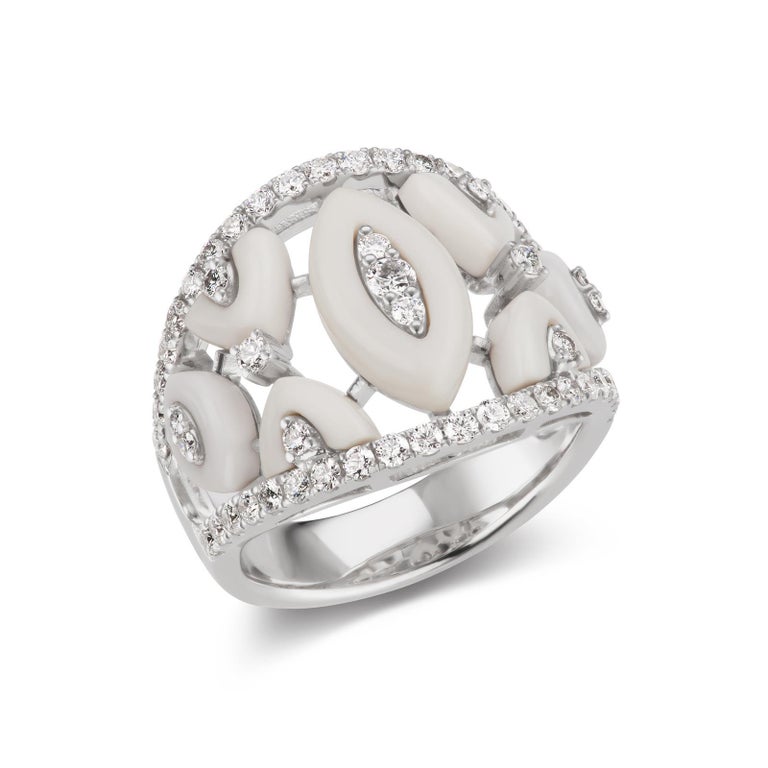 Gemistry 5.18 Cttw. Agate and Diamond Open Work Ring in 18K White Gold ...