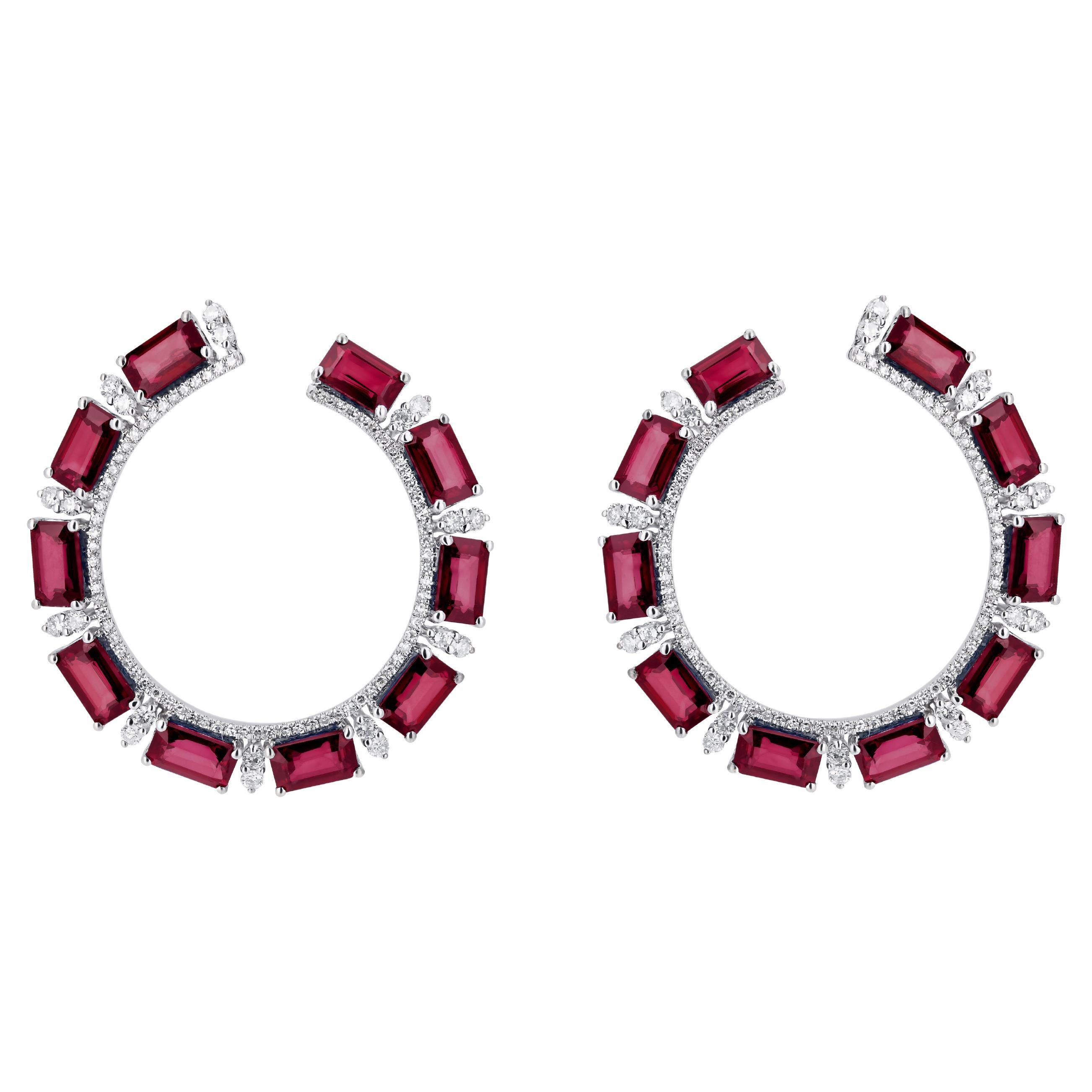 Gemistry 2.22 Cttw. Diamond and Ruby Inside-Out Hoop Earrings in 18K ...
