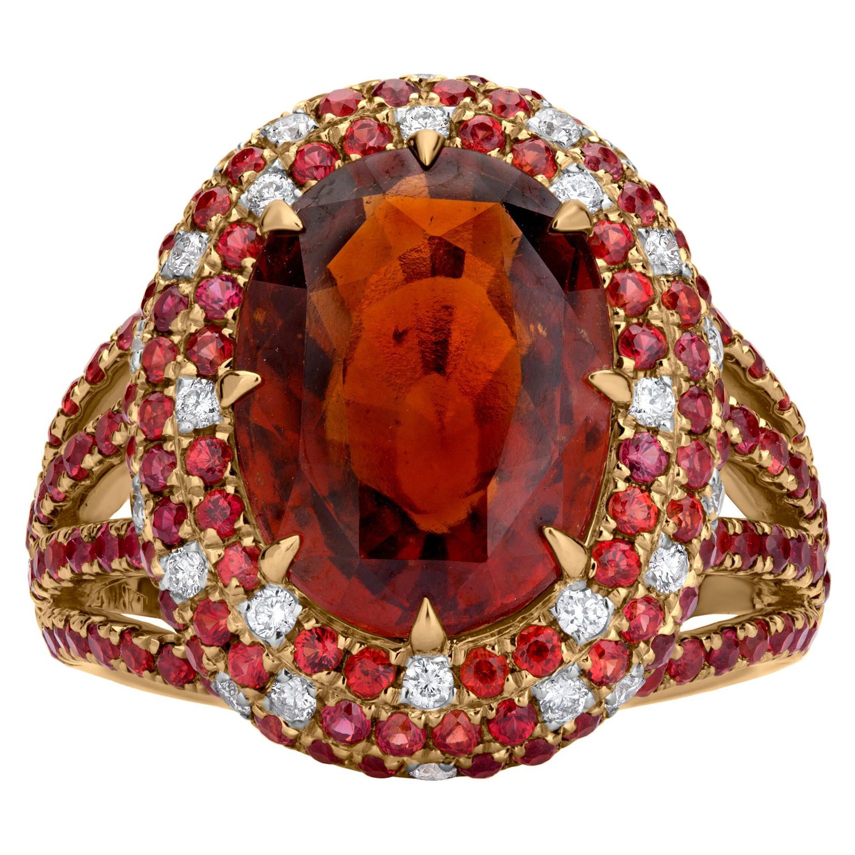 Gemistry 8.25 Cttw. Garnet, Orange Sapphire and Diamond Ring in 18k ...