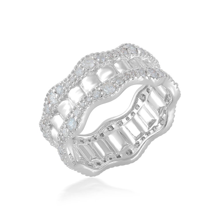 Gemisty 1.22cttw. Diamond Eternity Band Ring in 925 Sterling Silver For ...