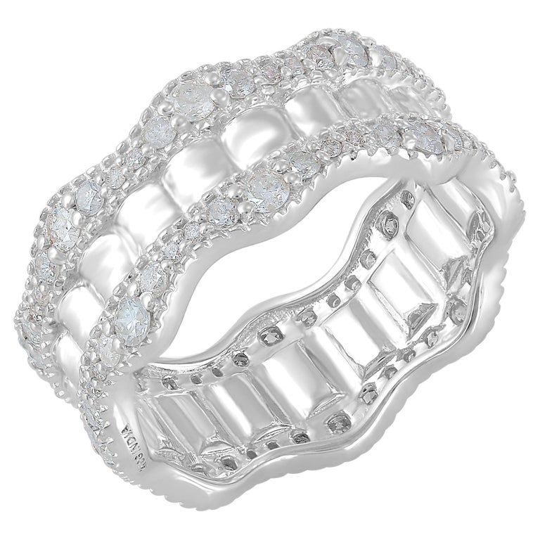 Gemisty 1.22cttw. Diamond Eternity Band Ring in 925 Sterling Silver For ...