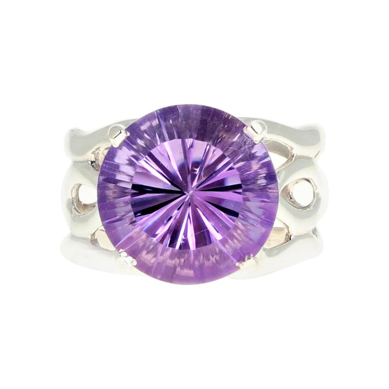 AJD AMAZING 7.95Ct. Fantasy Cut Natural Amethyst Sterling Silver Ring ...